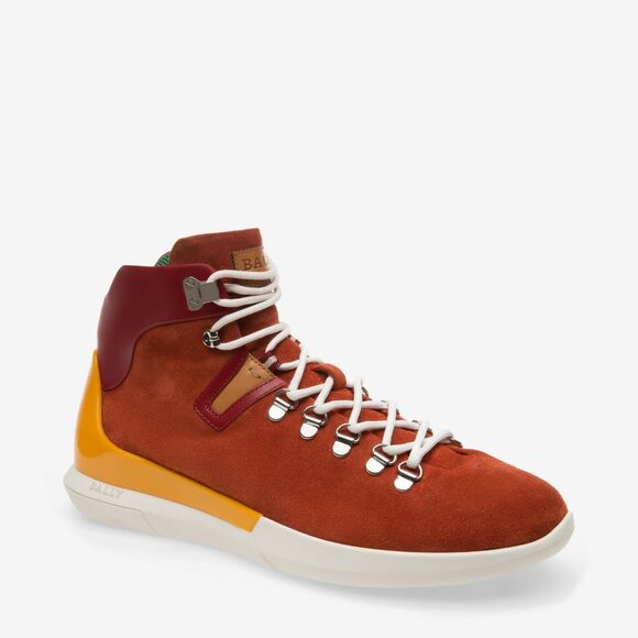 Bally | Shoes | Nib Bally Avyd Sienna Suede Red Leather Logo Top ...